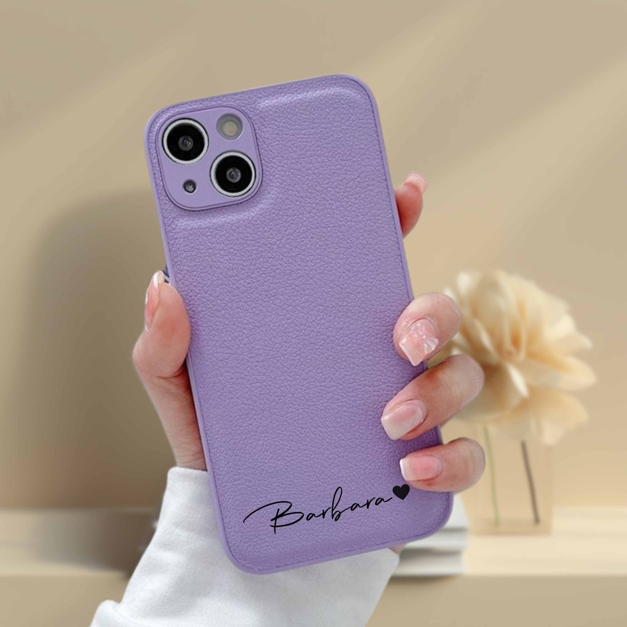 Purple Personalized Leather iPhone Case – Snap Bands
